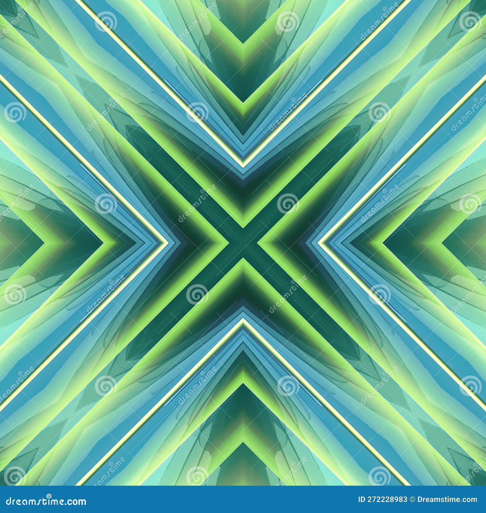 Abstract X-shaped Digital Illustration with a Fancy Green Colored ...