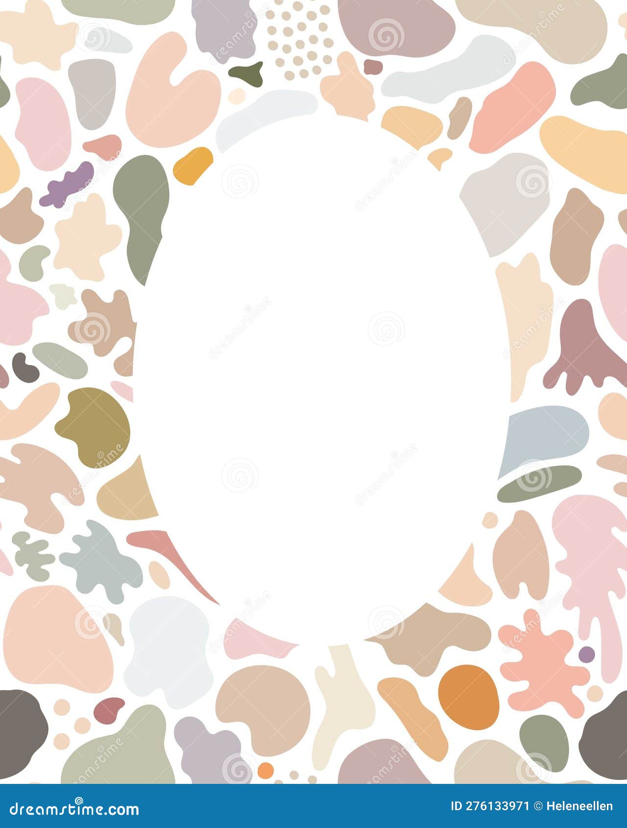 Abstract Shapeless Forms Oval Frame with Seamless Pattern on Background ...