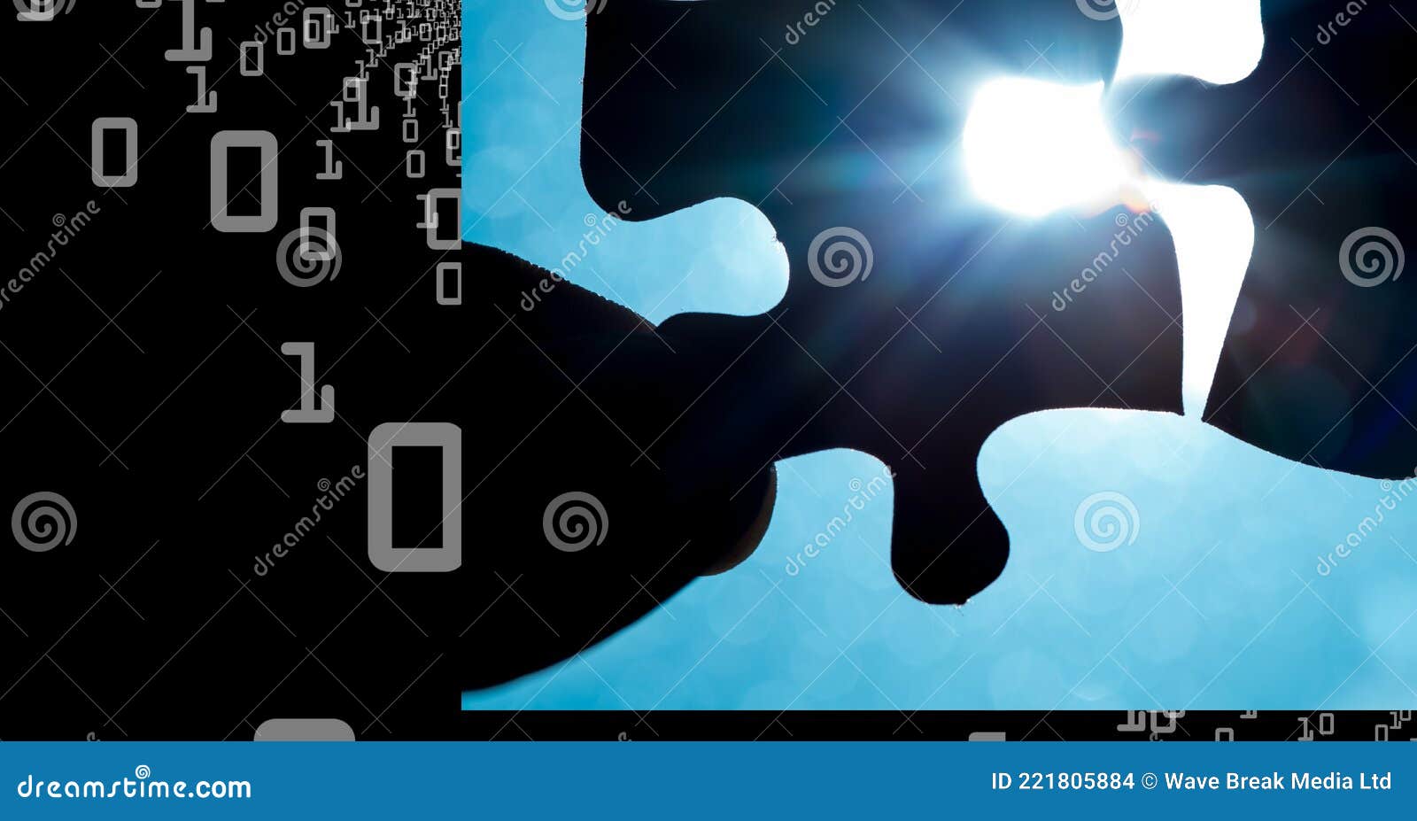 Abstract Shapes Against Binary Coding Data Processing On Black
