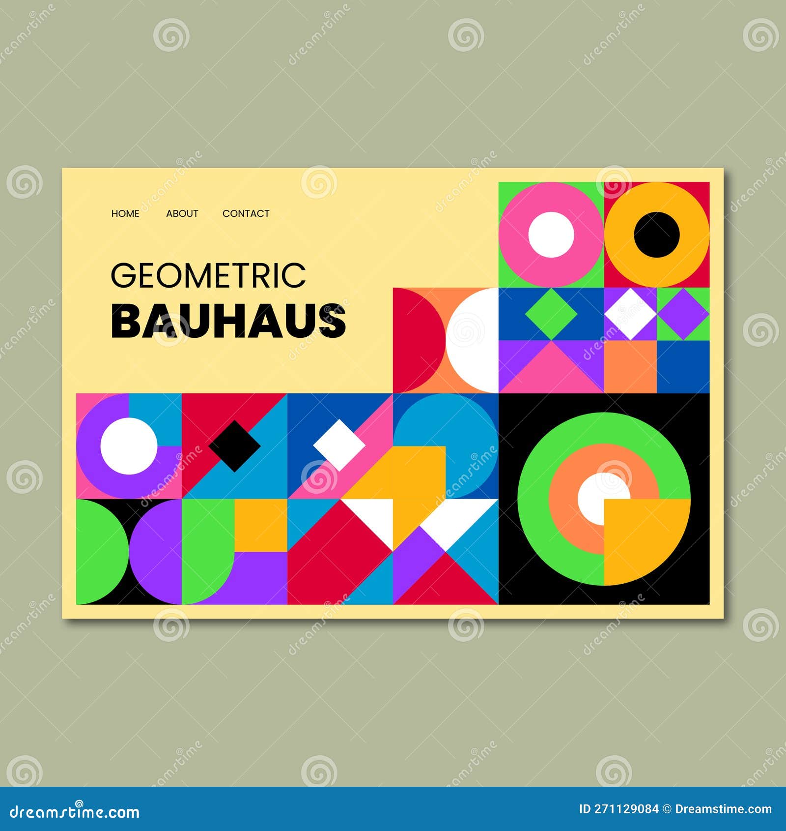 An Abstract Shapes Bauhaus Web Banner Design Stock Illustration ...