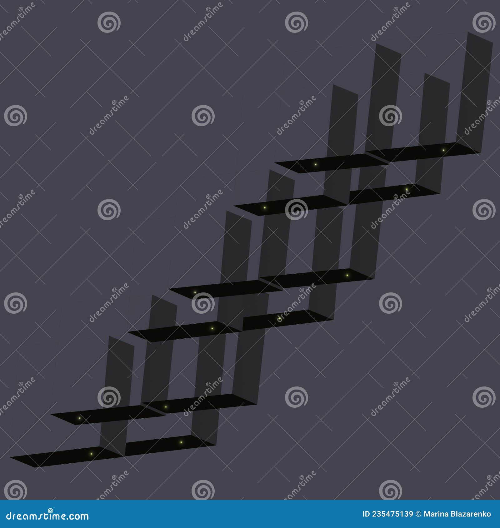 Abstract Shapes of Black Rectangles on a Gray Background.3d Stock ...