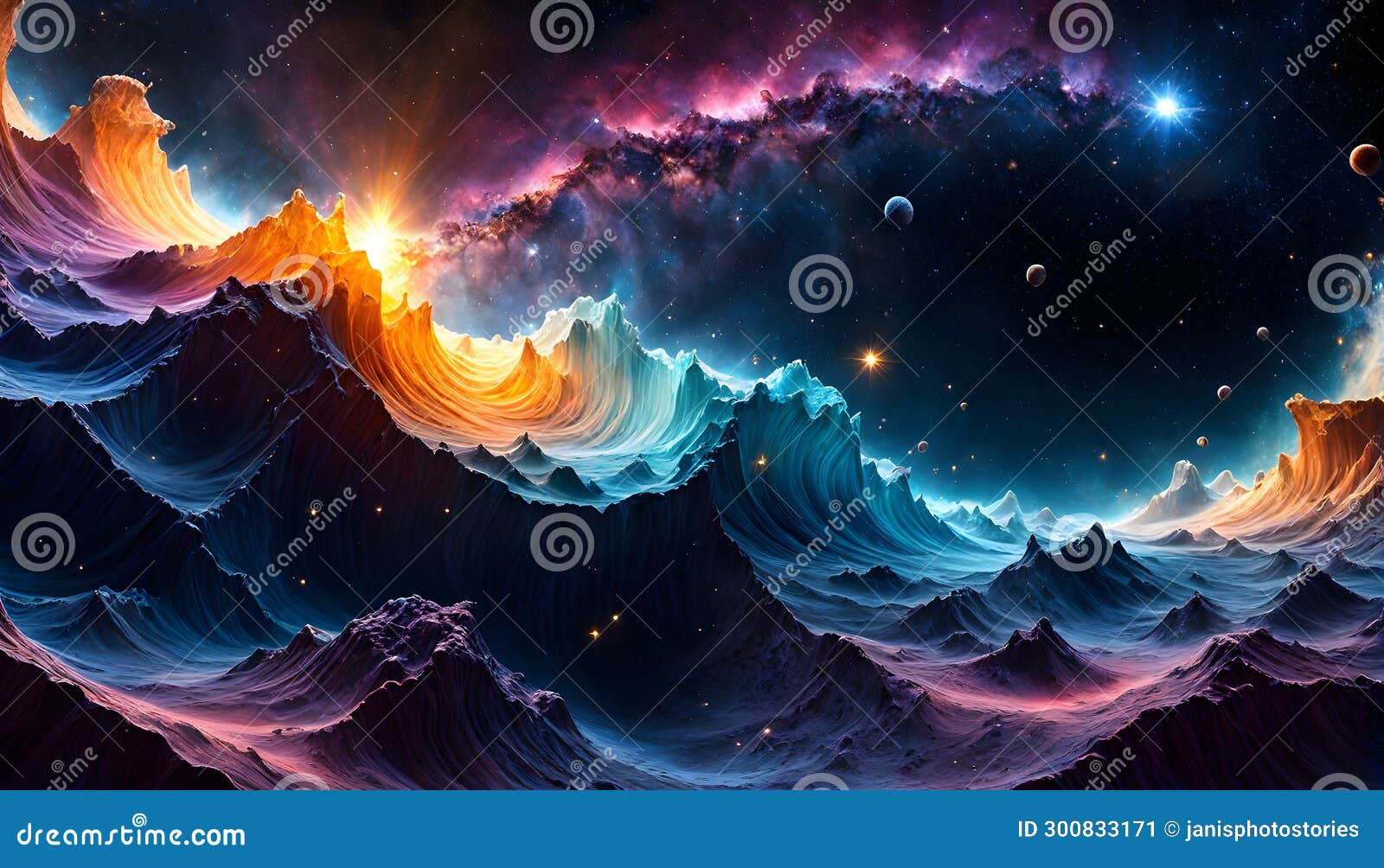 Abstract Shapes Deep Space. Cosmic Waves. Generative Ai Stock Image ...