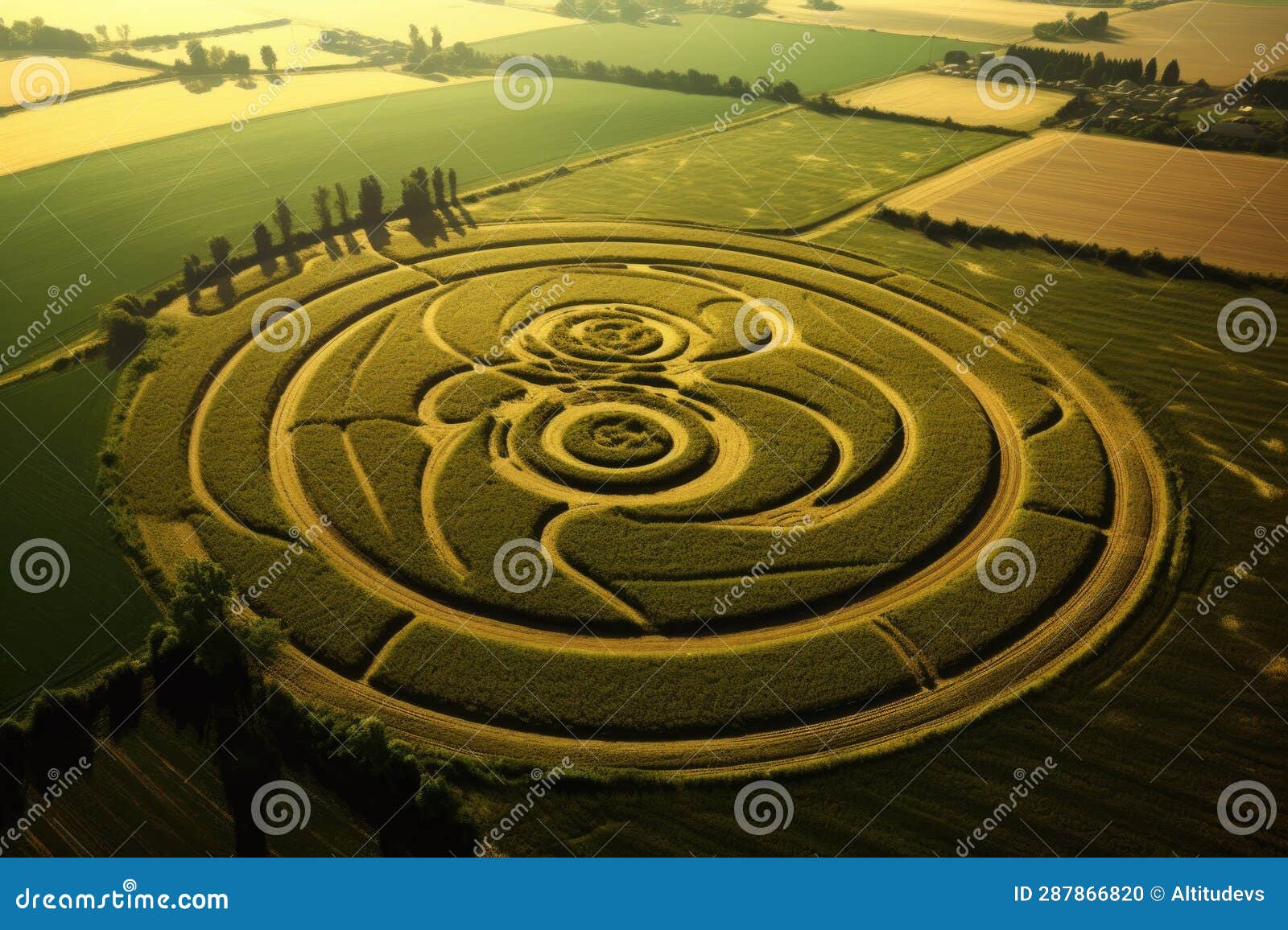 Abstract Shapes Formed by Crop Circles in Agriculture Stock Photo ...
