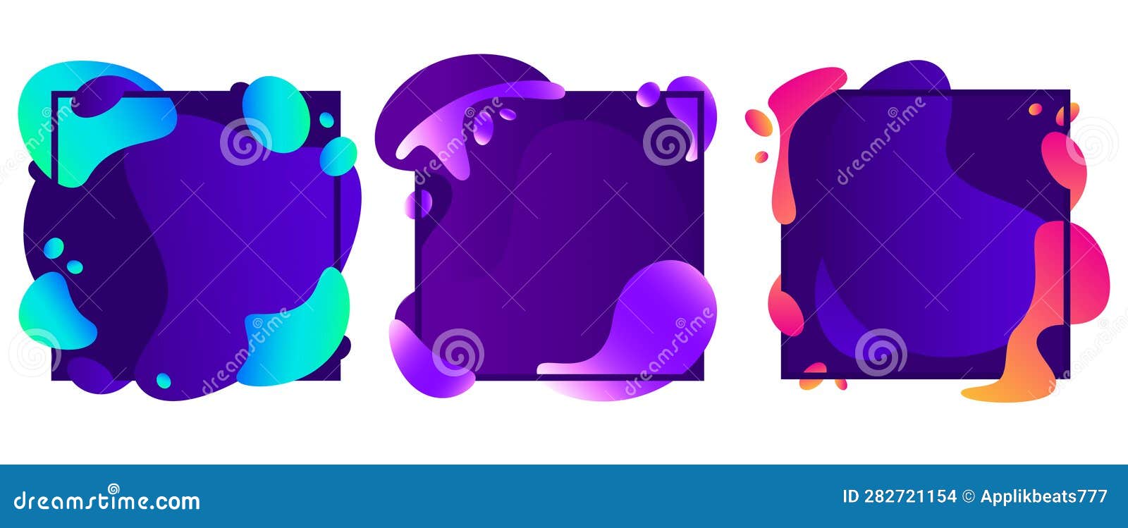 Abstract Shapes Frames. Modern Fluid Gradient, Liquid Shape Motion ...