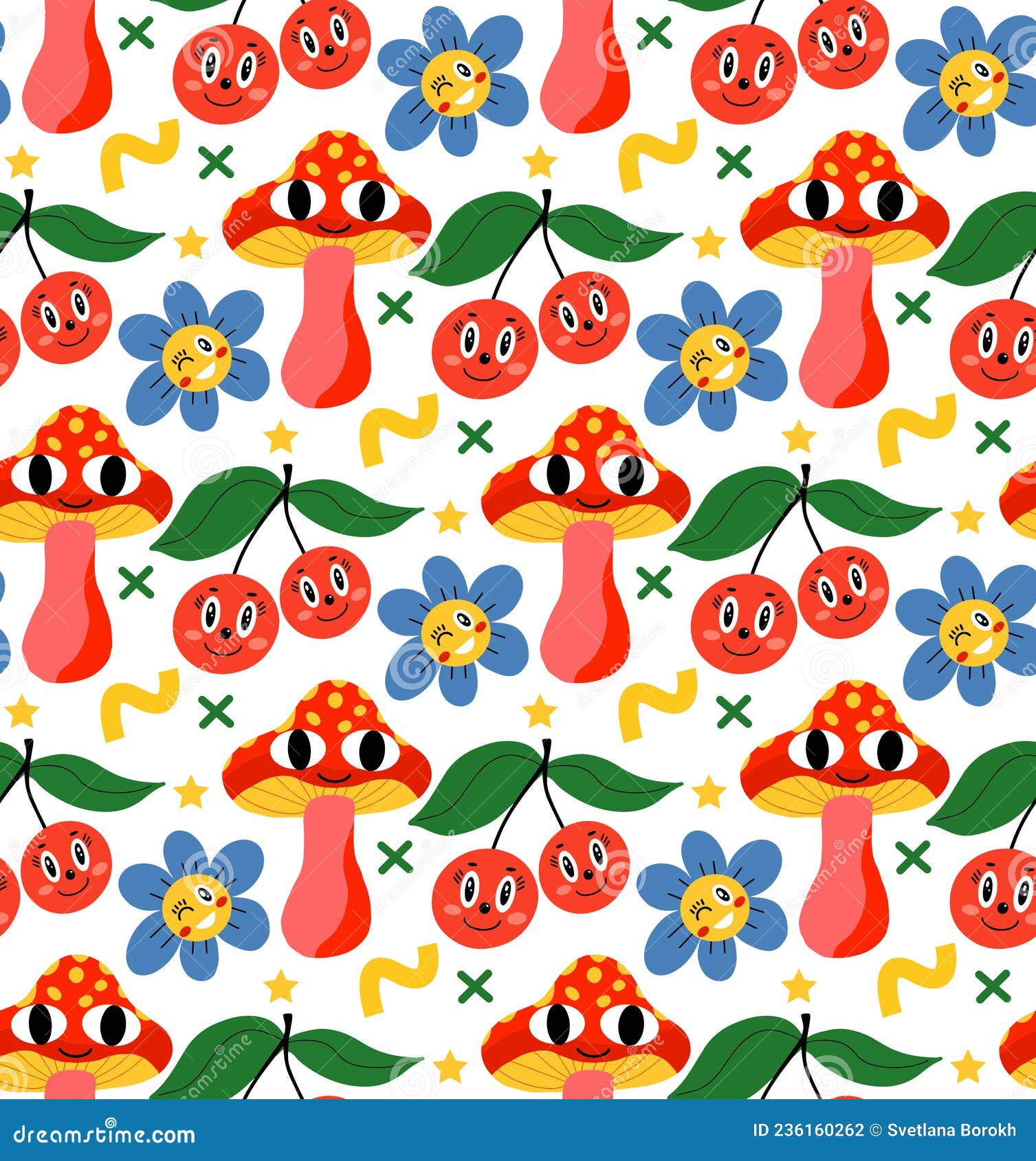 Abstract Shapes, Funny Comic Doodles Seamless Pattern. Trendy Modern ...