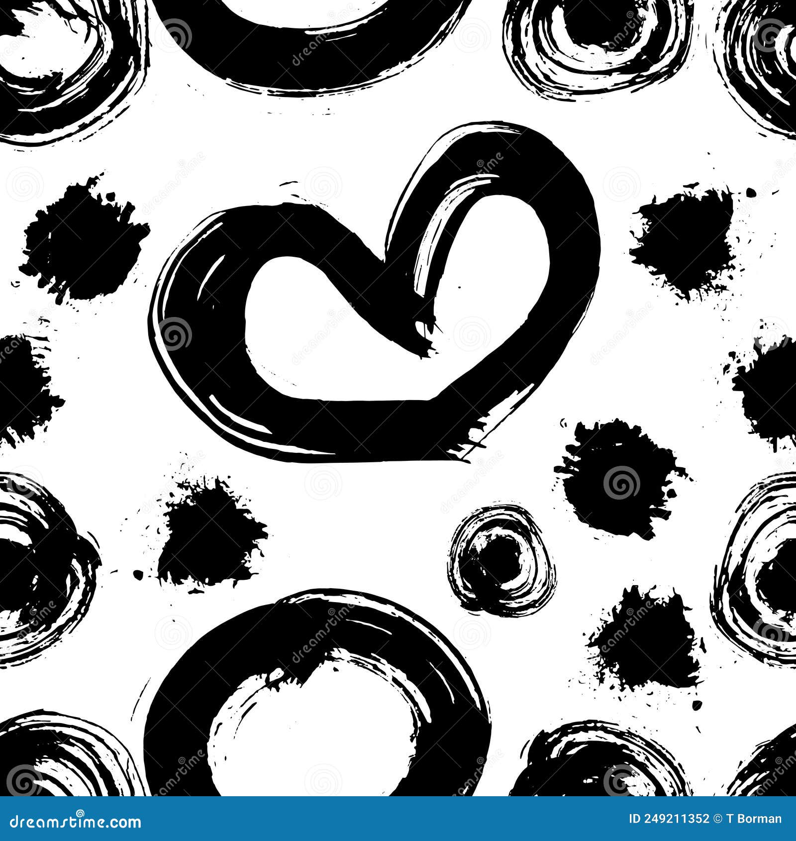 Abstract Shapes Grunge Vector Texture Seamless Pattern Hand Drawn ...