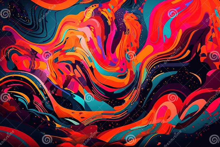 Abstract Shapes and Patterns in Fluorescent Colors. the Shapes are Bold ...