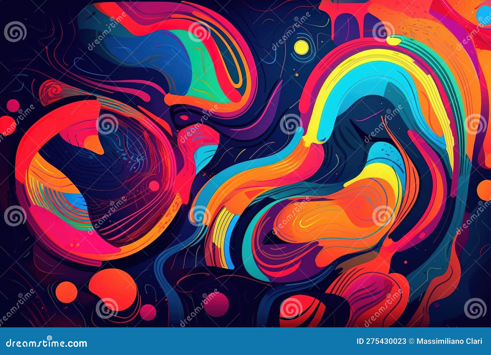 Abstract Shapes and Patterns in Fluorescent Colors. the Shapes are Bold ...