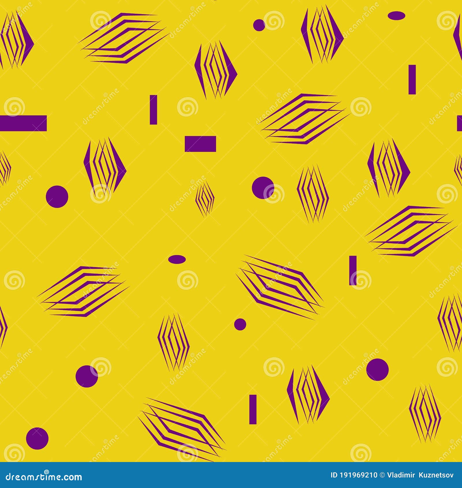 Abstract Shapes, Seamless Pattern, Yellow with Purple Shapes Stock ...