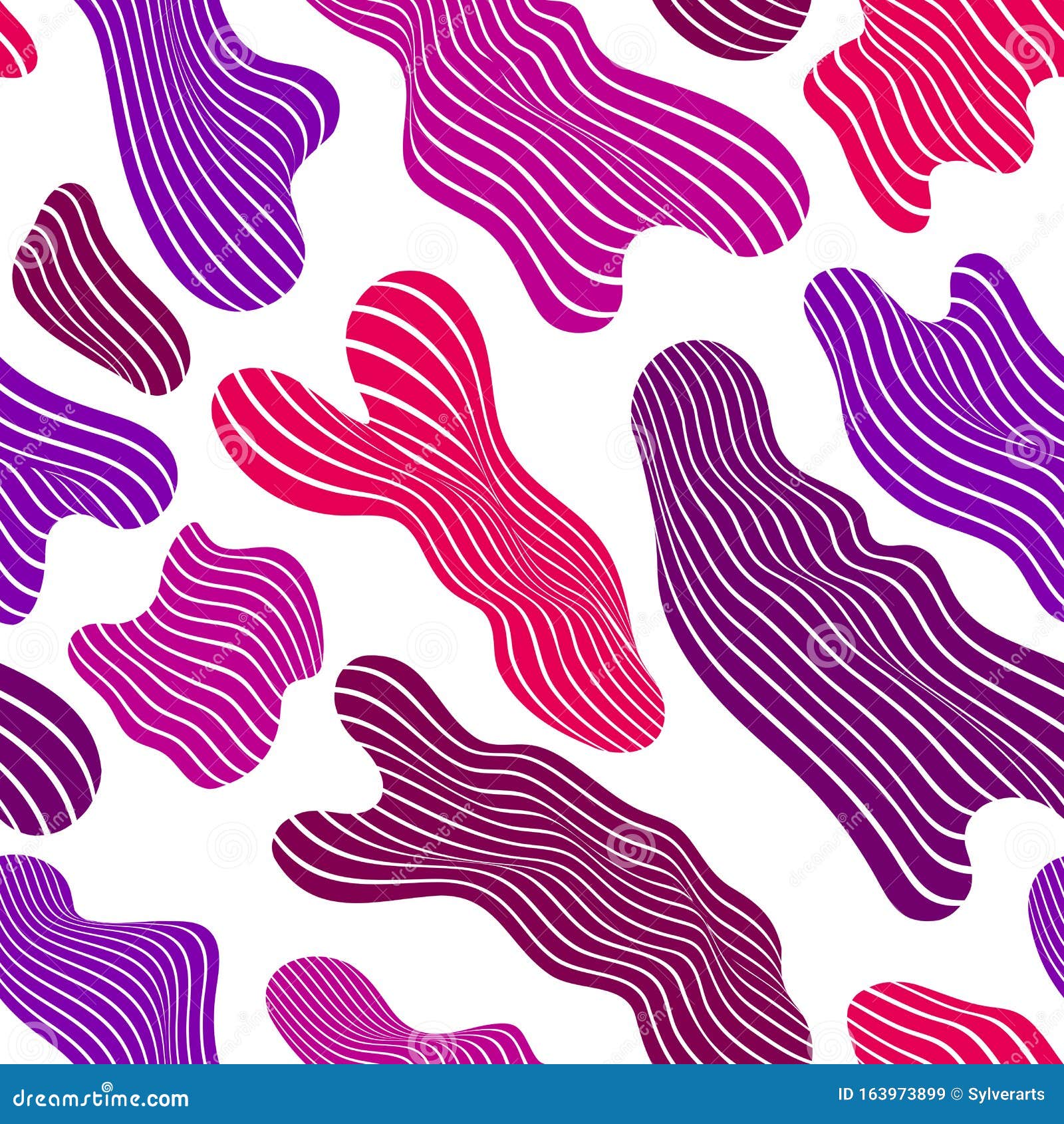 Abstract Shapes Seamless Vector Background, Pattern with Stripy Fluids ...