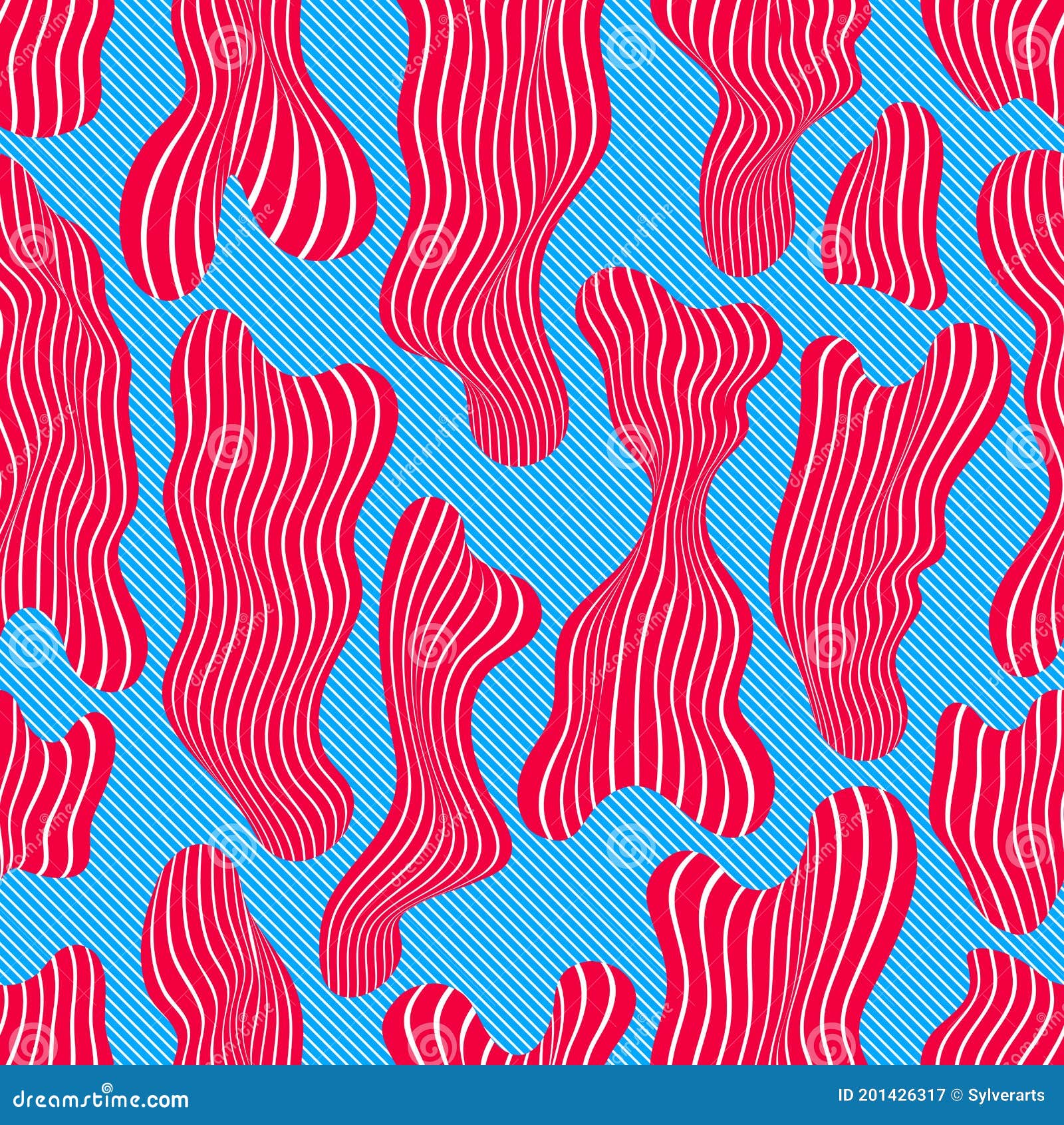 Abstract Shapes Seamless Vector Background, Pattern with Stripy Fluids ...