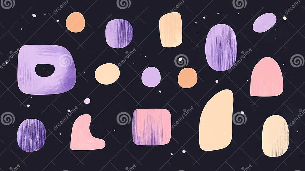 Abstract Shapes in Soft Colors on a Dark Background Create a Soothing ...