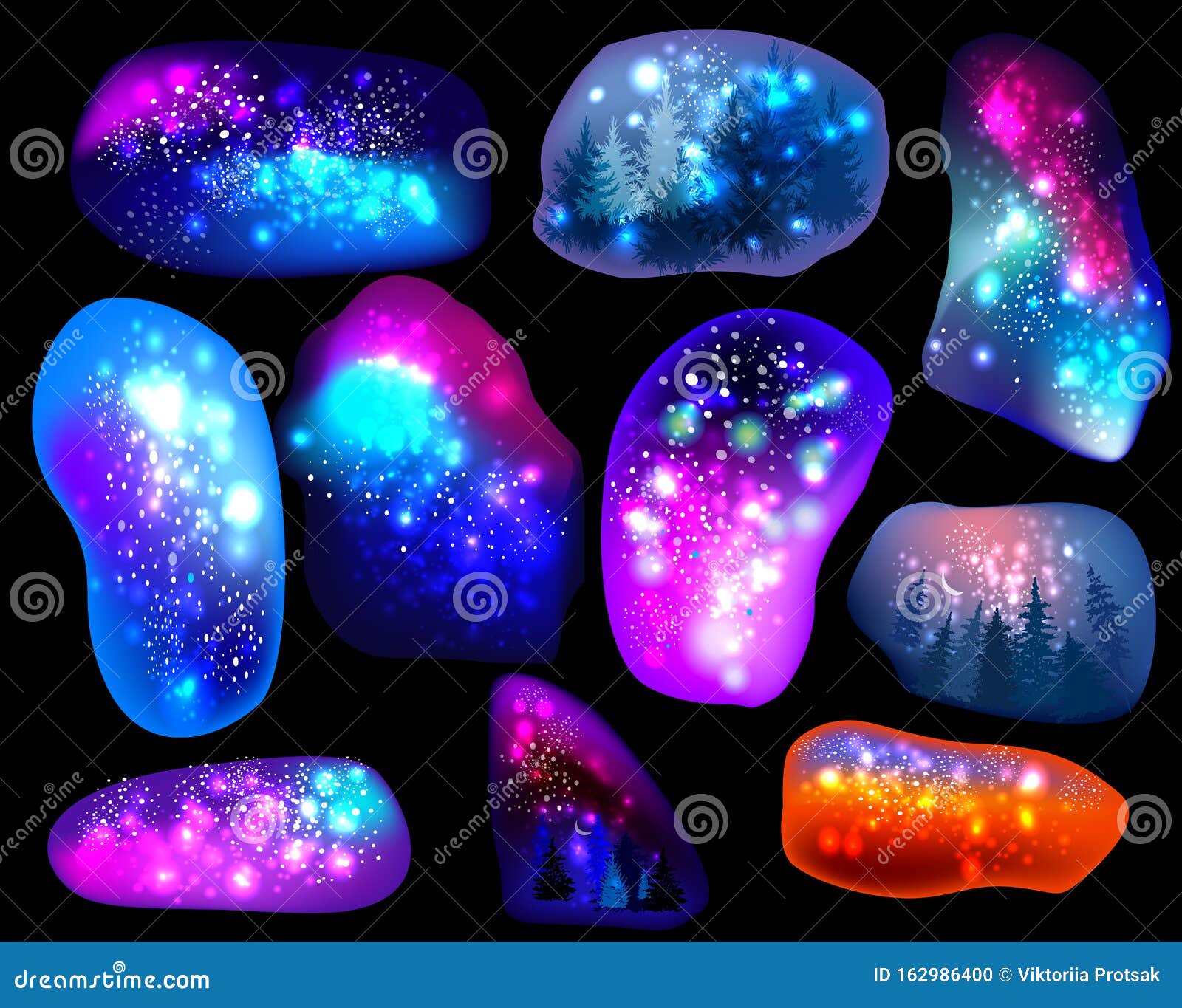 Abstract Shapes with Space Galaxy and Stars Stock Vector - Illustration ...