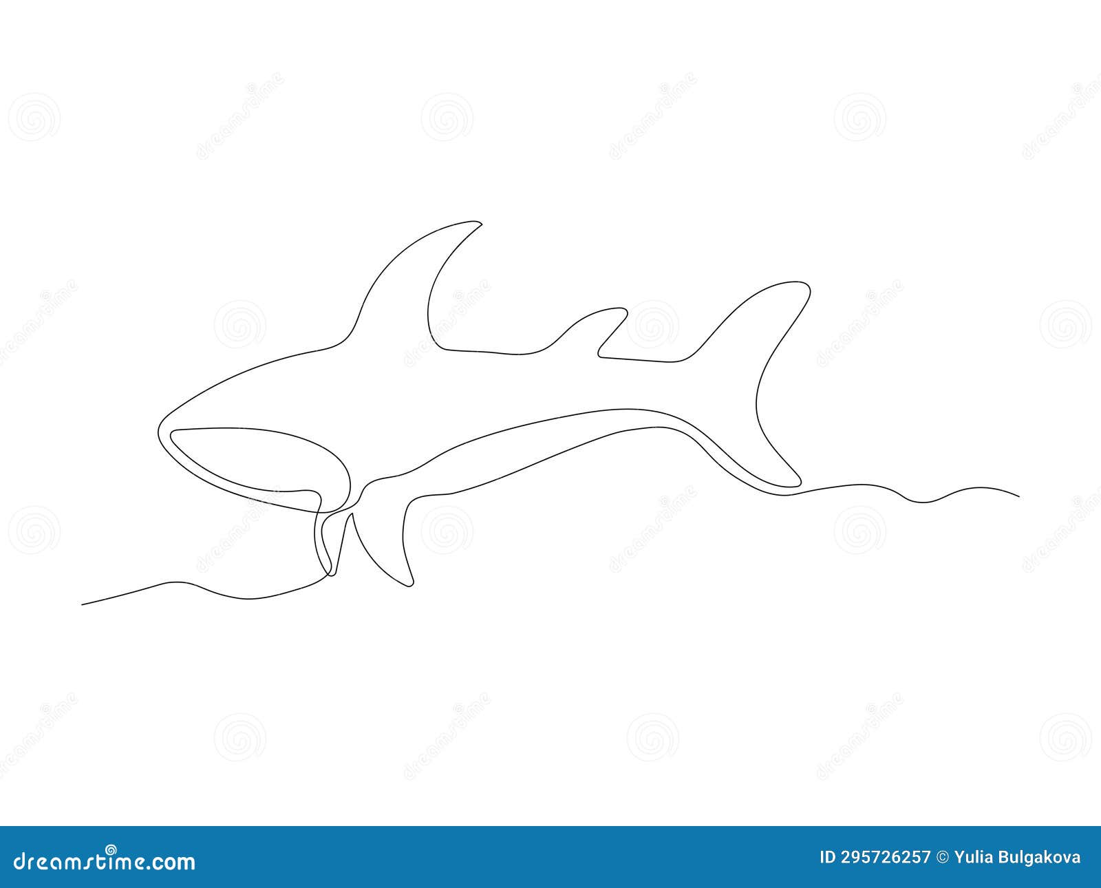Abstract Shark Continuous One Line Art Drawing Stock Vector ...