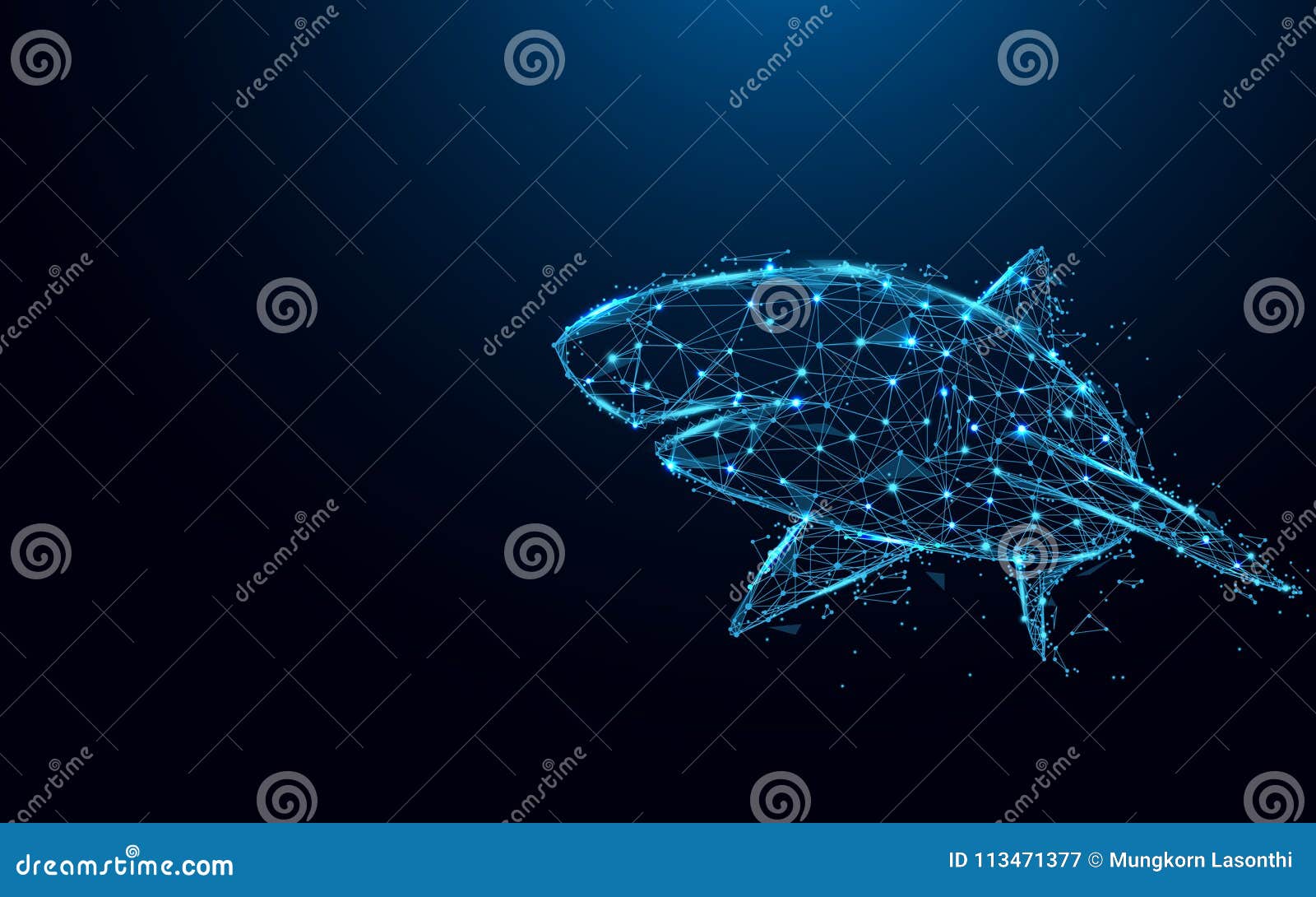 Abstract Shark Form Lines and Triangles, Point Connecting Network on ...