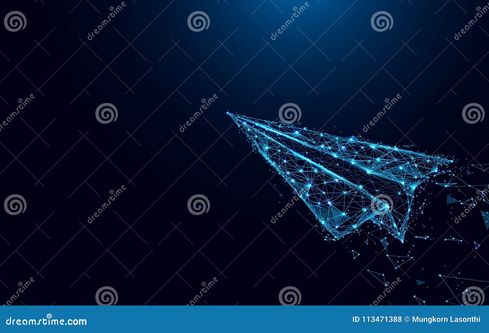 Abstract Shark Form Lines and Triangles, Point Connecting Network on ...