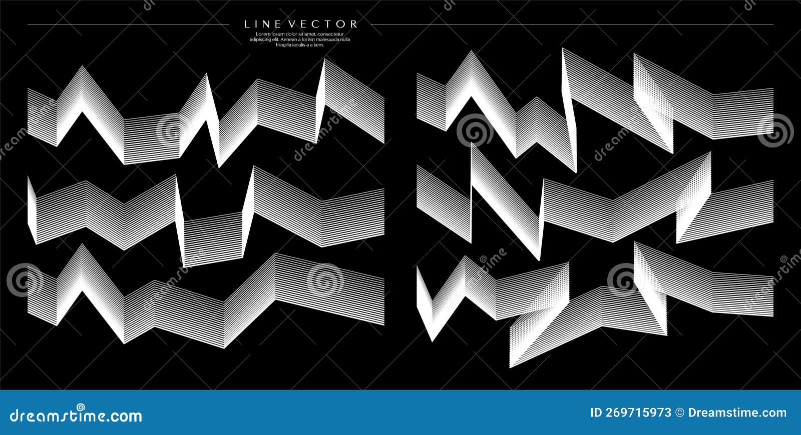 Abstract Sharp Line Blend Wave Design Template Set. Technology Zig Zag Lines. Stock Illustration ...