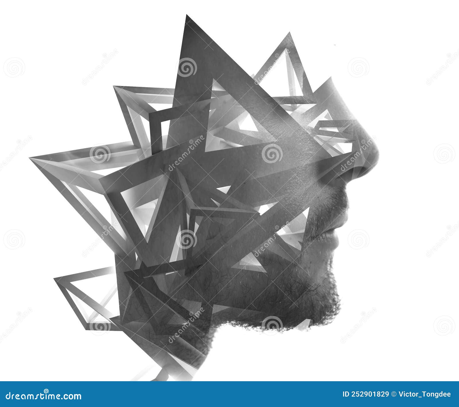 Abstract Sharp Shapes Blended with a Portrait Stock Image - Image of ...