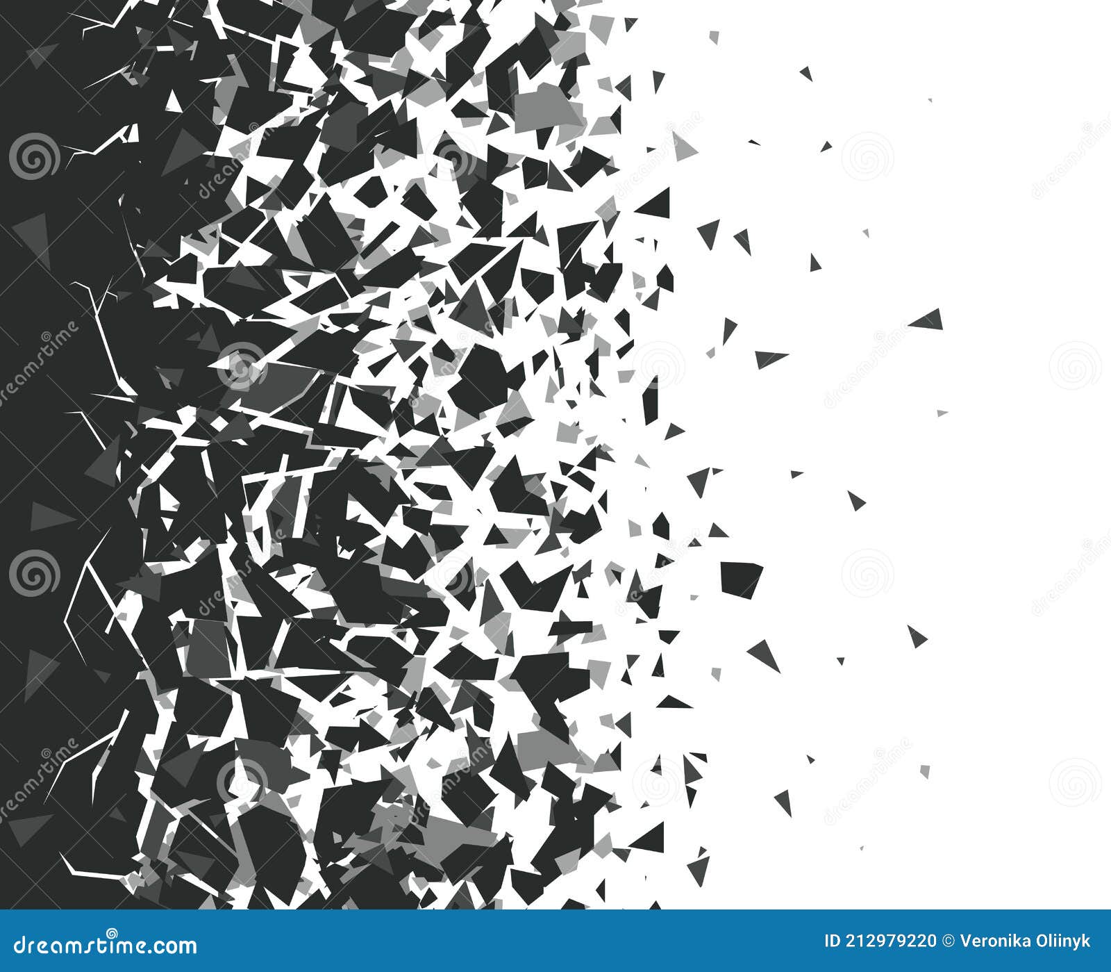 Abstract Shatter Background. Exploded Black Pieces Scatter, Shattered ...