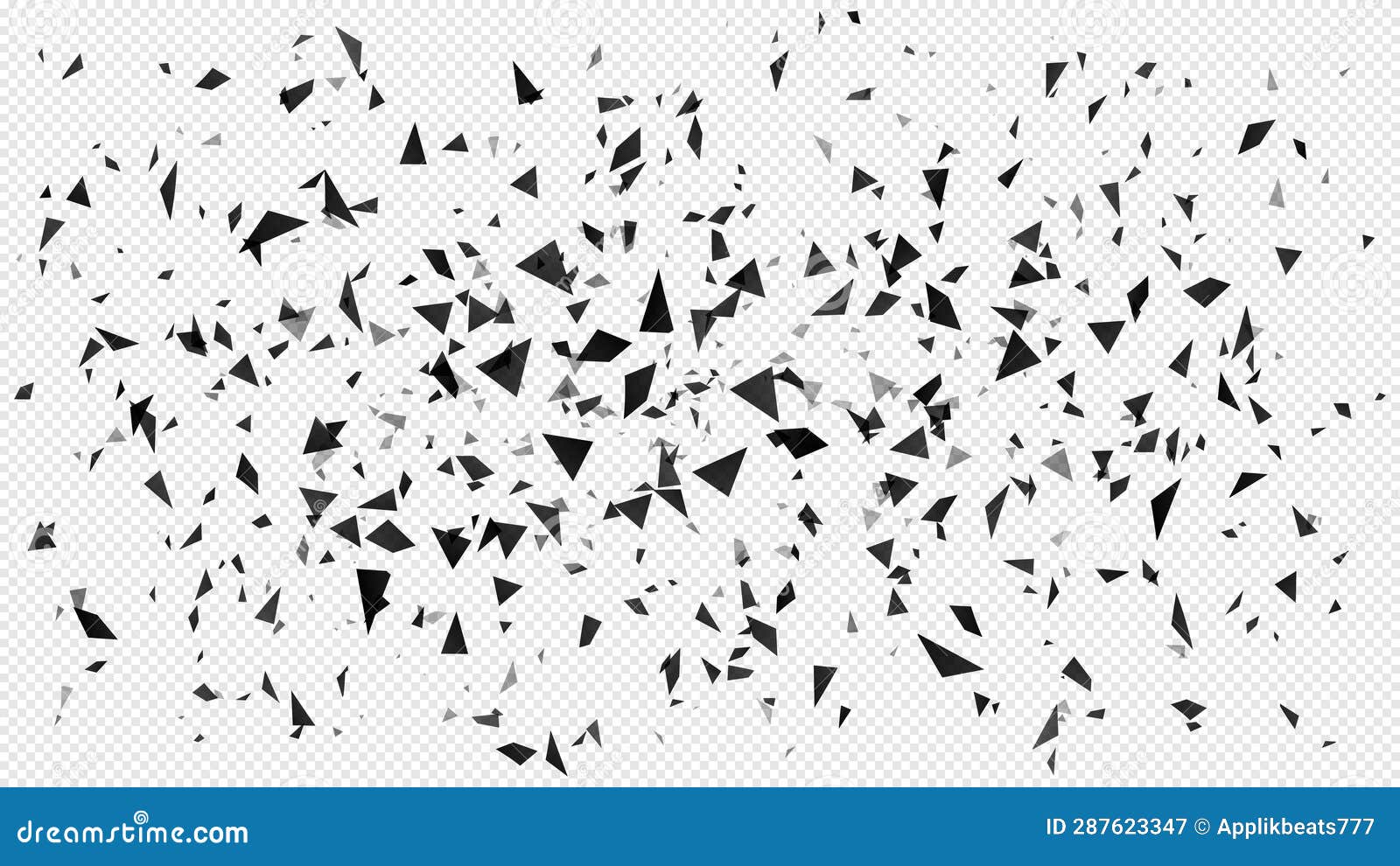 Abstract Shatter Particles. Random Flying Dark Triangles Particles ...