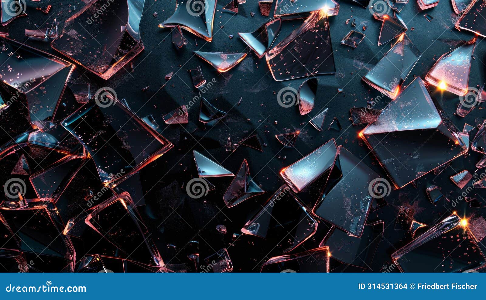 Abstract Shattered Glass Explosion in Dark Setting Stock Photo - Image ...