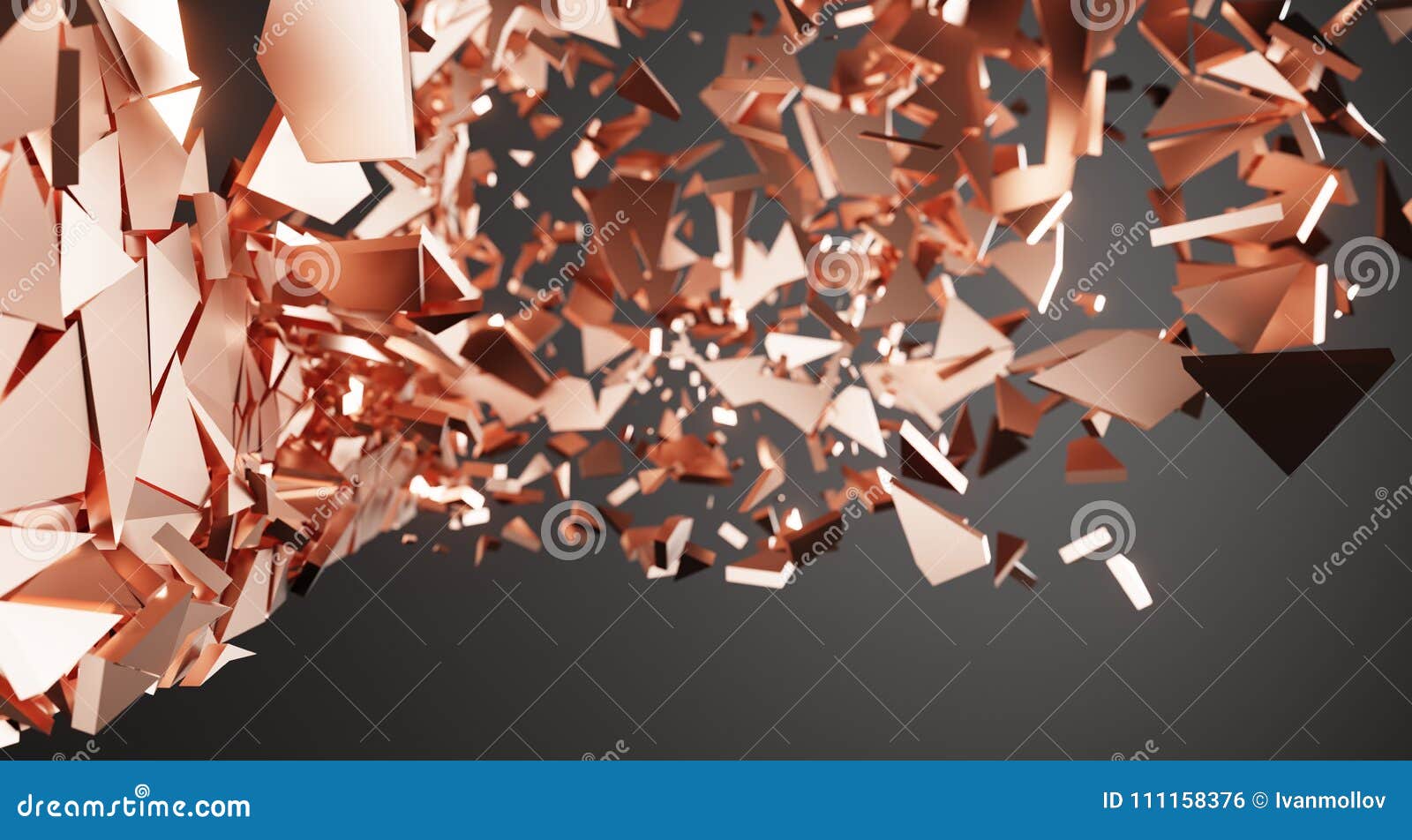 Abstract Shattered Surface with Chaotic Flying Particles Background ...
