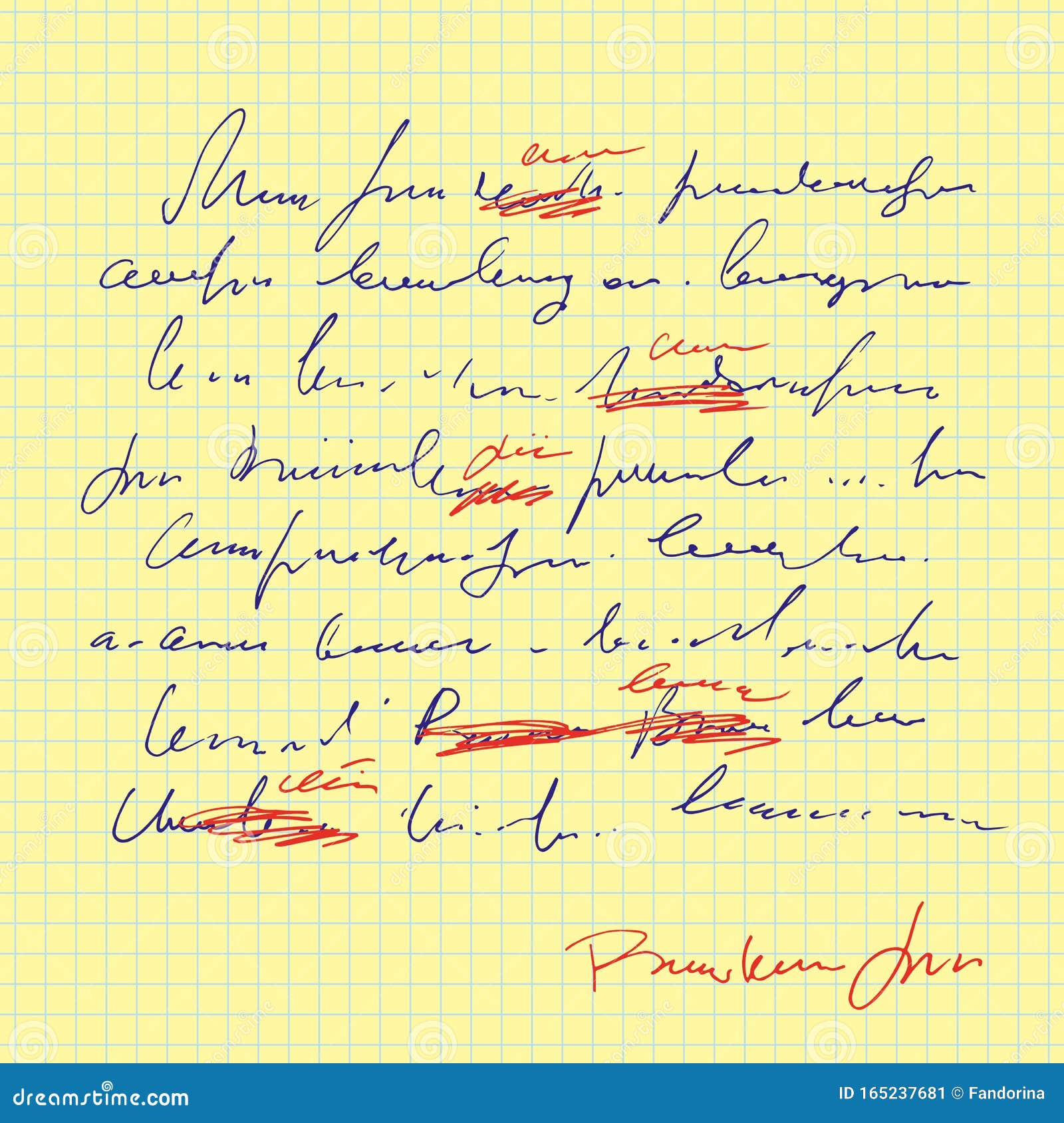 Abstract Sheet of Paper with Handwritten Text Stock Vector ...