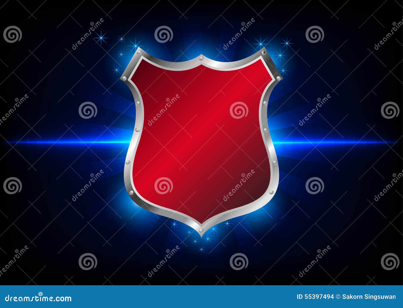 Abstract Shield Label on Blue Background Stock Vector - Illustration of ...