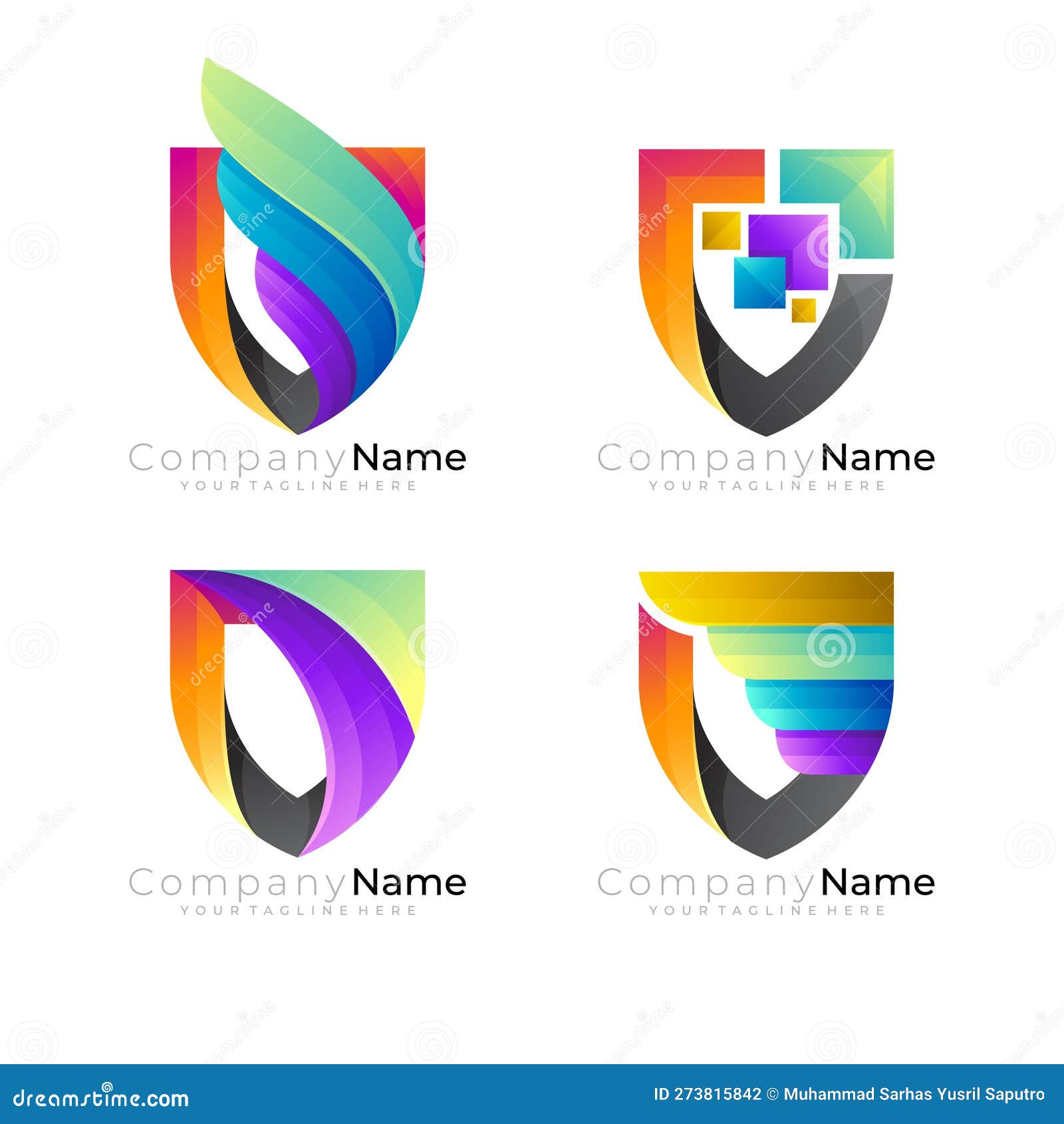 Abstract Shield Logo and Colorful Design Template, Security Icons Stock ...
