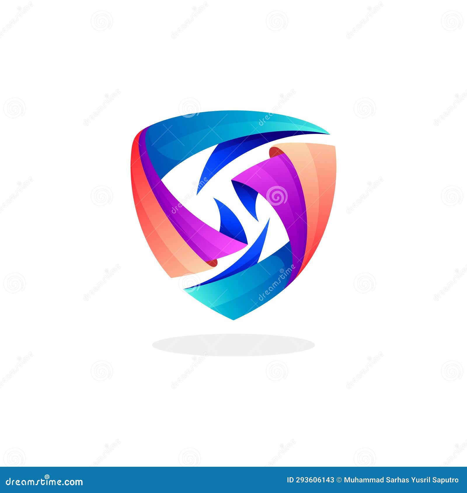 Abstract Shield Logo with 3d Colorful Design Stock Vector ...