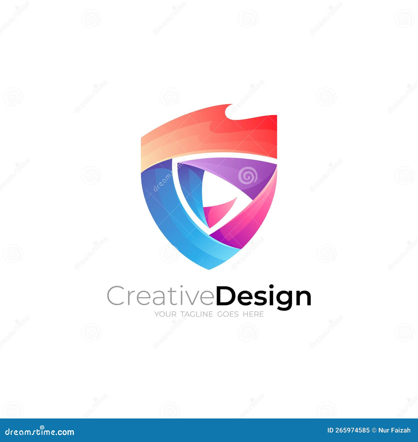 Abstract Shield Logo with 3d Colorful, Security Stock Vector ...