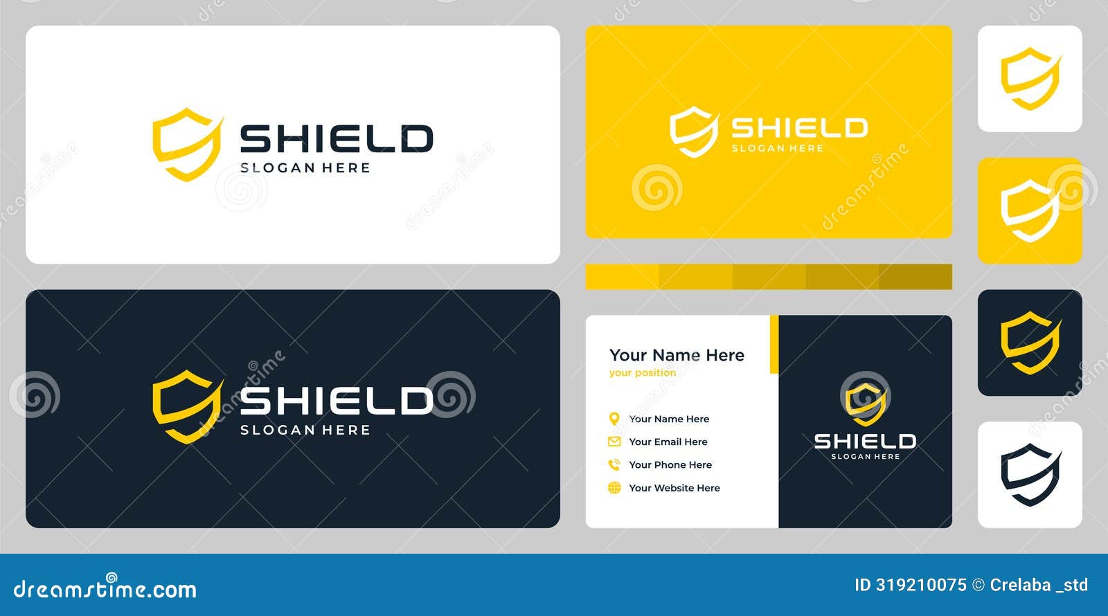 Abstract Shield Mark and Design Template Business Card Stock Vector ...