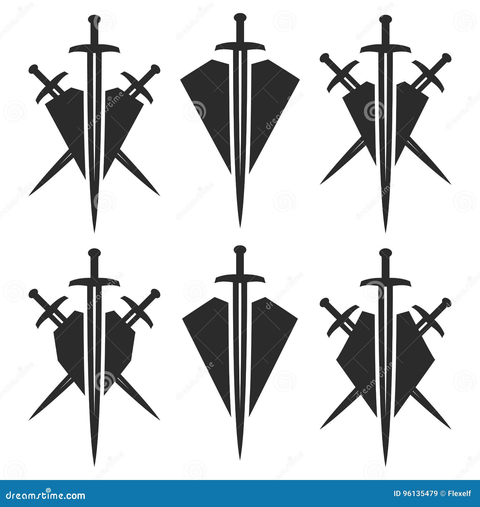Abstract Shield and Sword Signs. Stock Vector - Illustration of ...