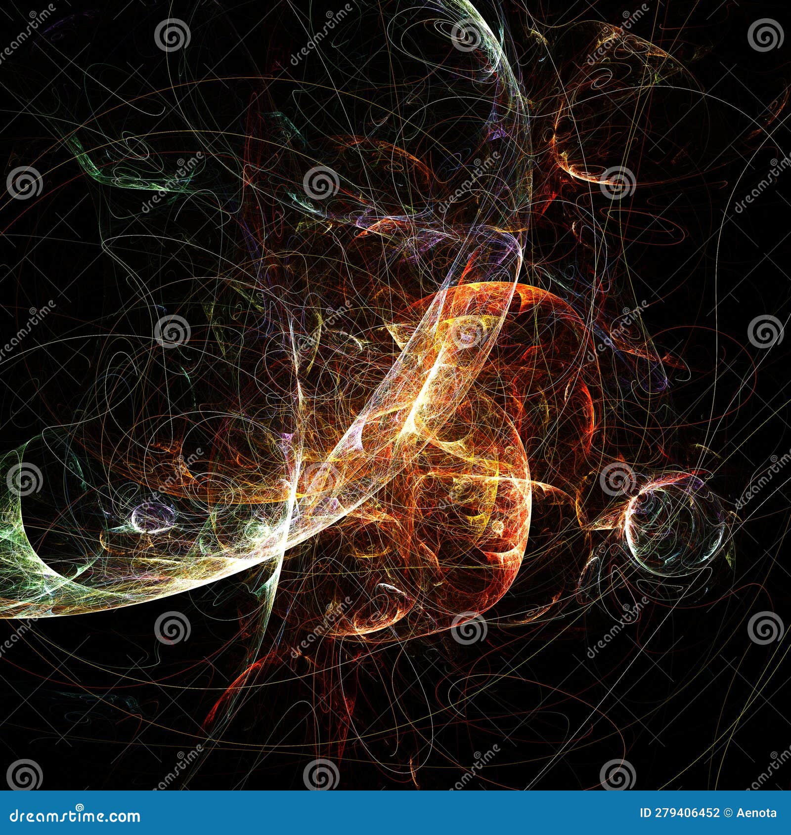 Abstract Shining Curl Background - Fractal Art Stock Illustration ...