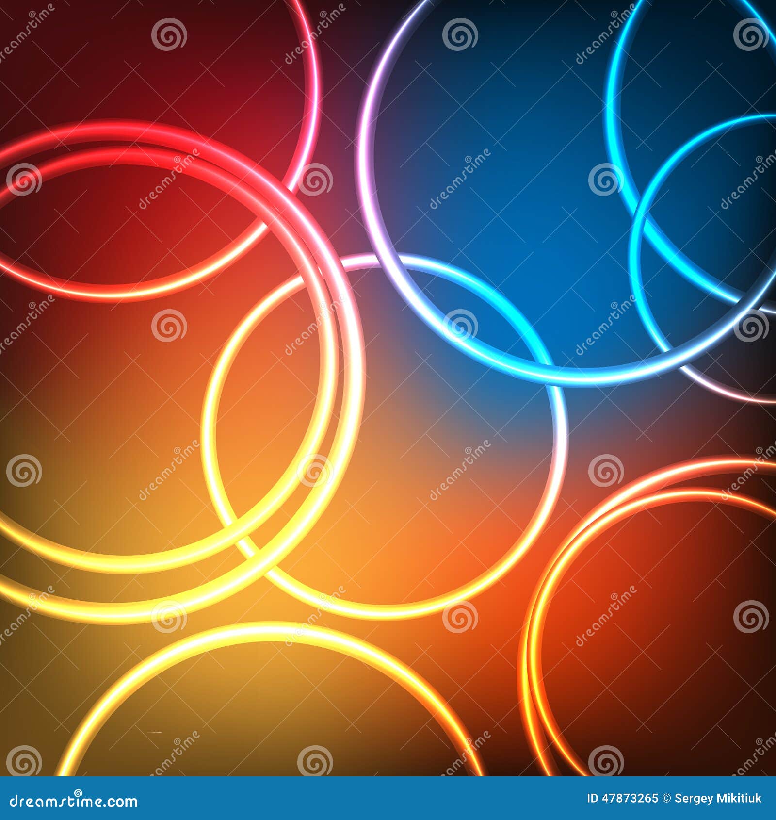 Abstract Shining Neon Circles Stock Vector - Illustration of disco ...