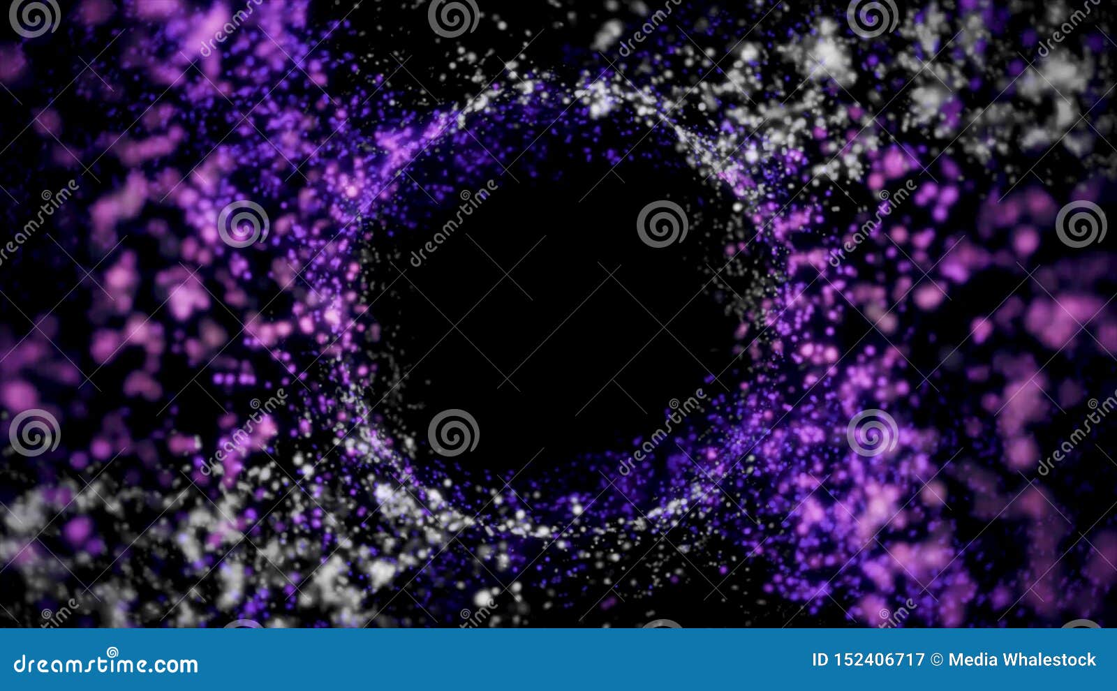 Abstract Shining Ring of Many Flying Particles on Black Background ...