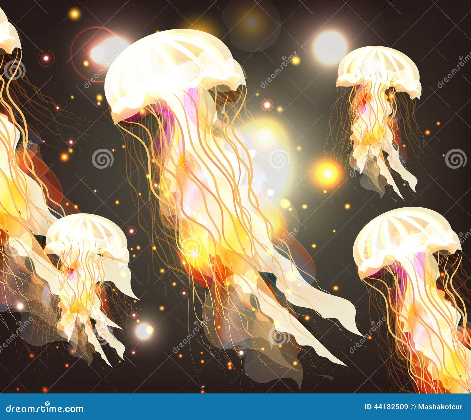 Abstract Shiny Background with Meduse Stock Vector - Illustration of ...