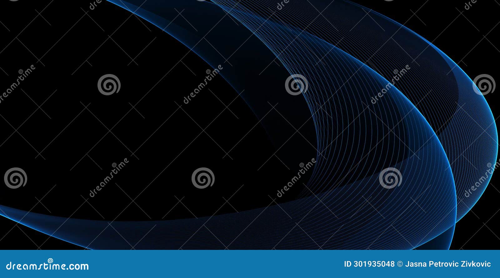 Abstract Shiny Color Blue Wave Design Element on Dark Background ...