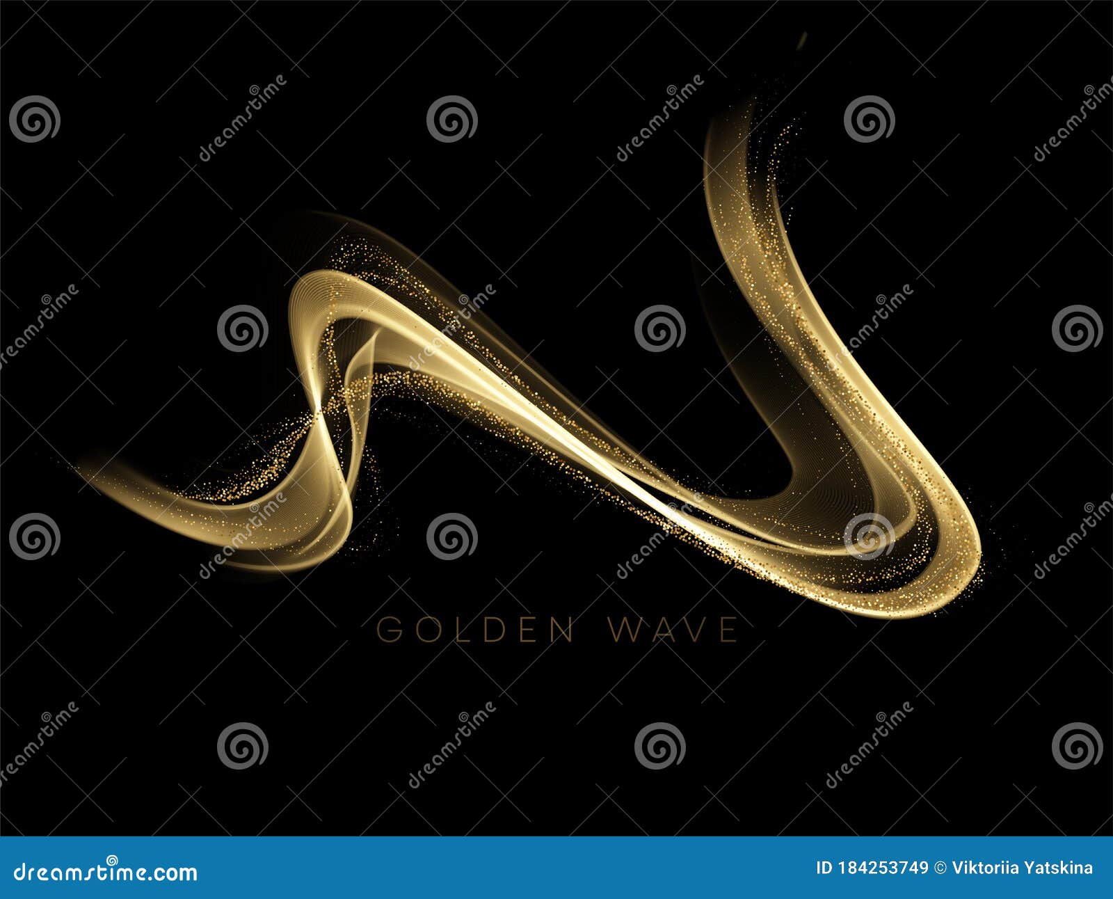 Abstract Shiny Color Gold Wave Design Element with Glitter Effect on ...