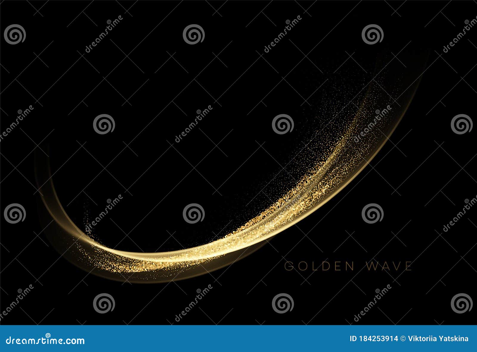 Abstract Shiny Color Gold Wave Design Element with Glitter Effect on ...