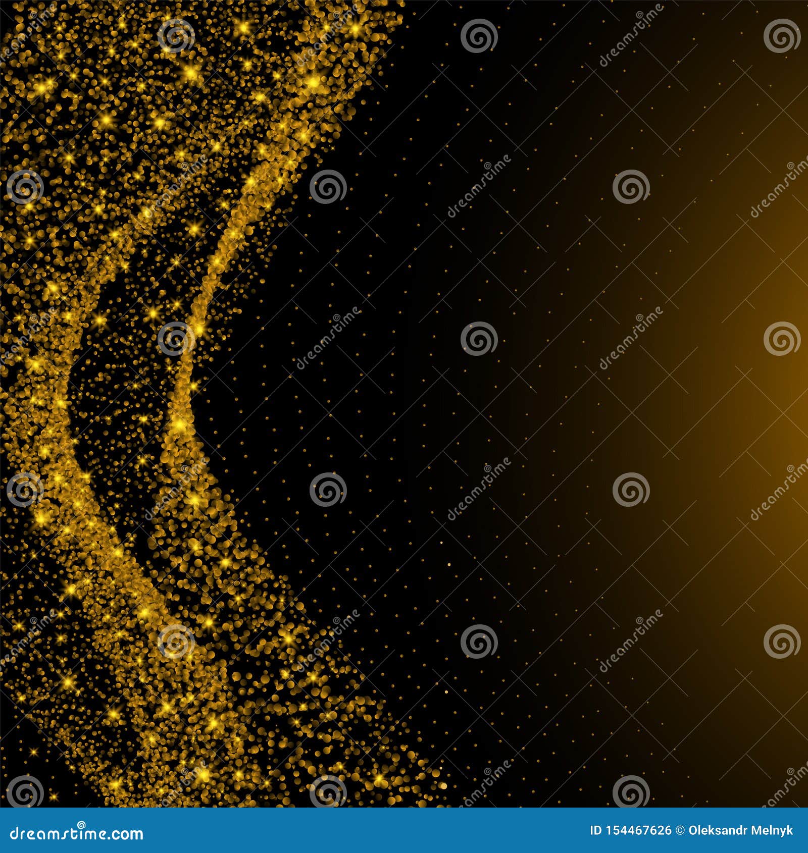 Abstract Shiny Color Gold Wave Design Element with Glitter Effect on ...