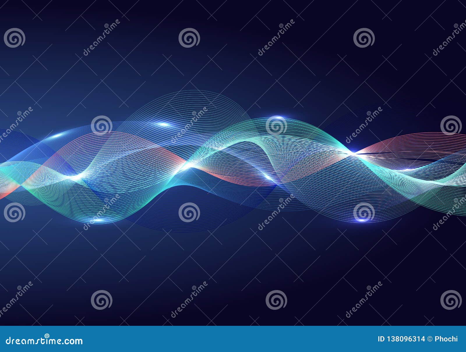 Abstract Shiny Color Multi Color Wave Design Element and Lighting ...