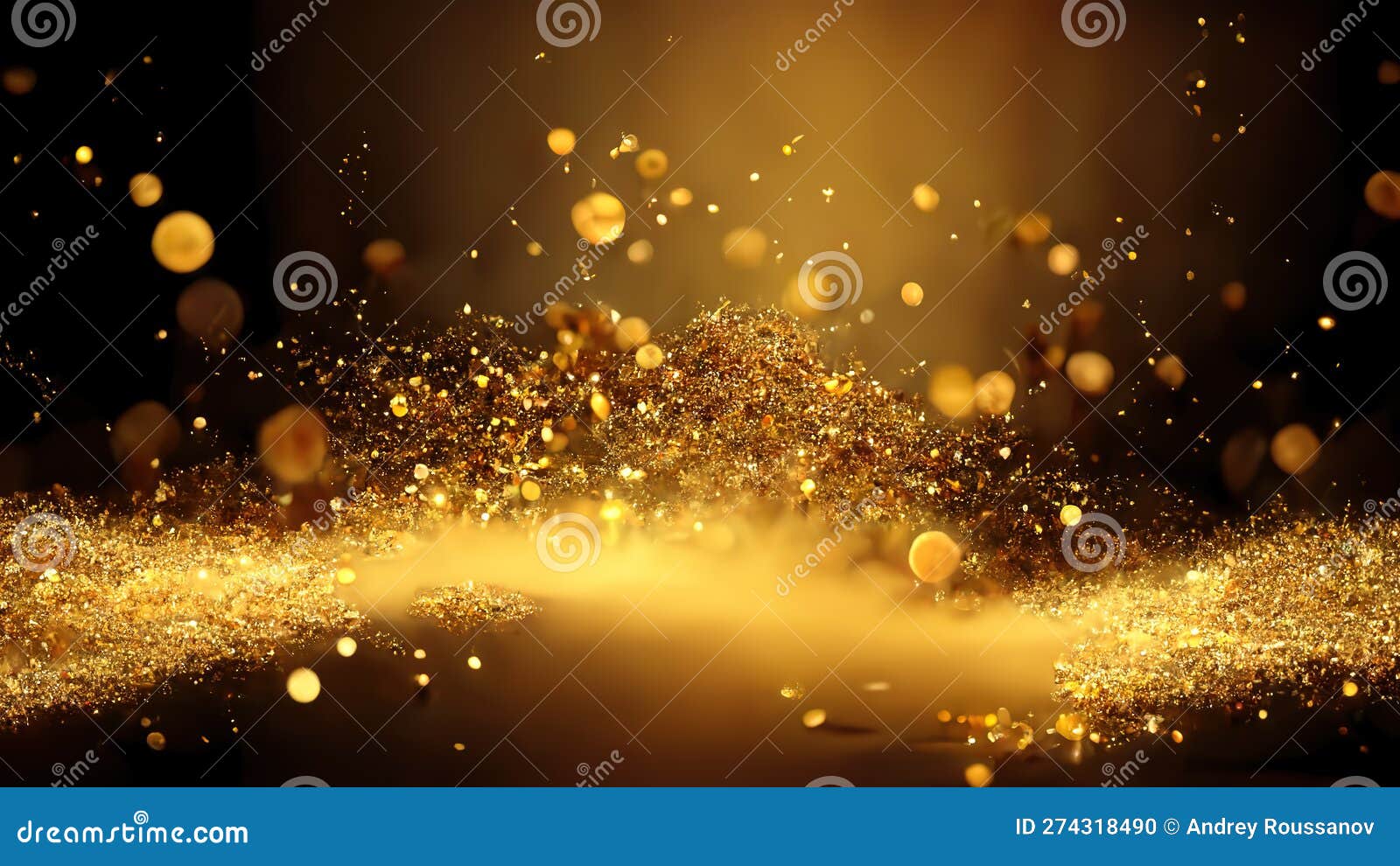 Abstract Shiny Colored Golden Wave Design Element with Glitter Effect ...
