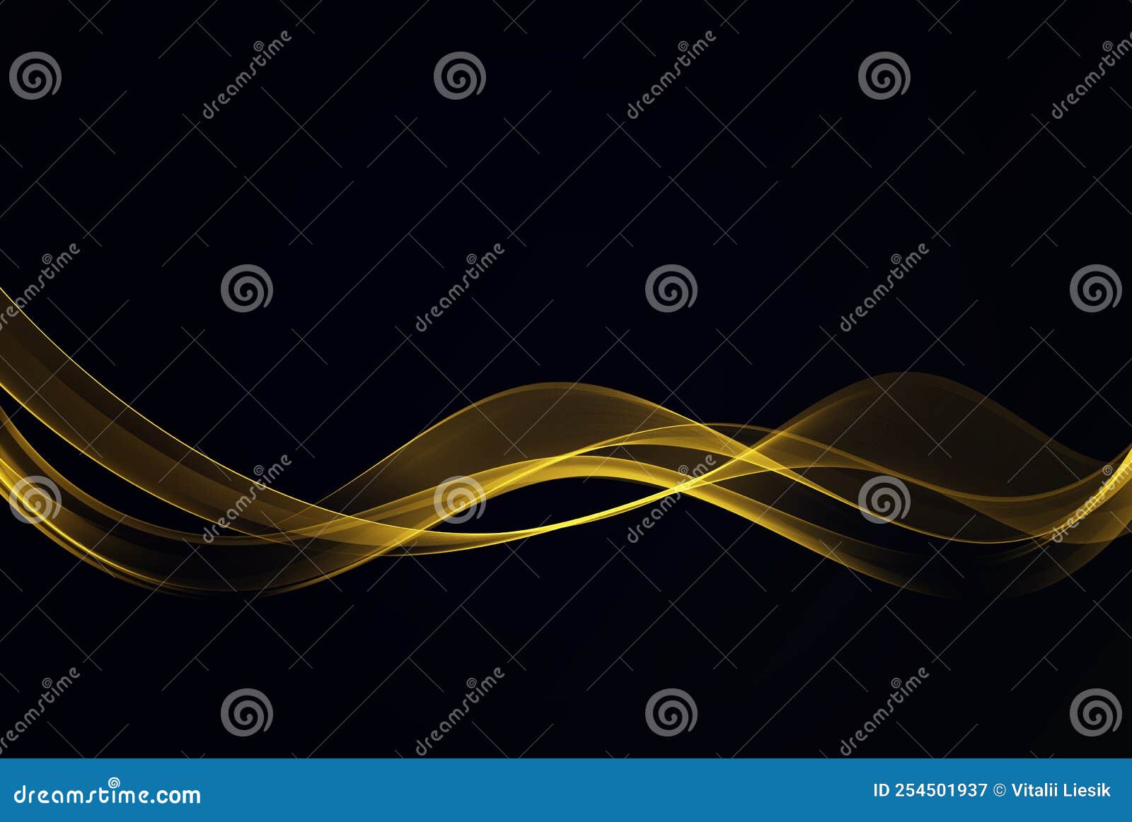 Abstract, Shiny Golden Wave Design Element. Flowing Stream Golden Color ...