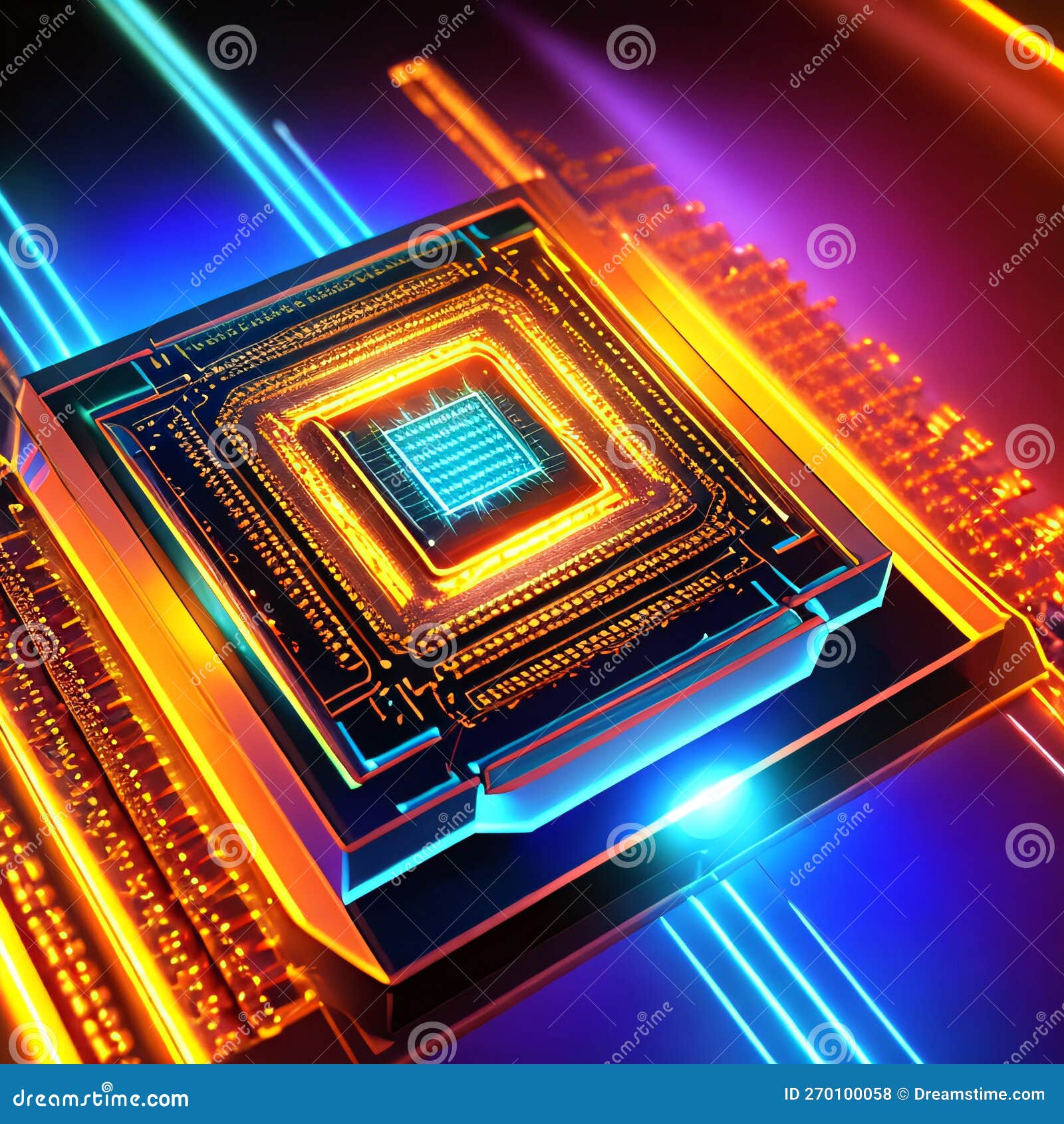 Mysterious Microelectronic Device with Vibrant Colors and Complex ...