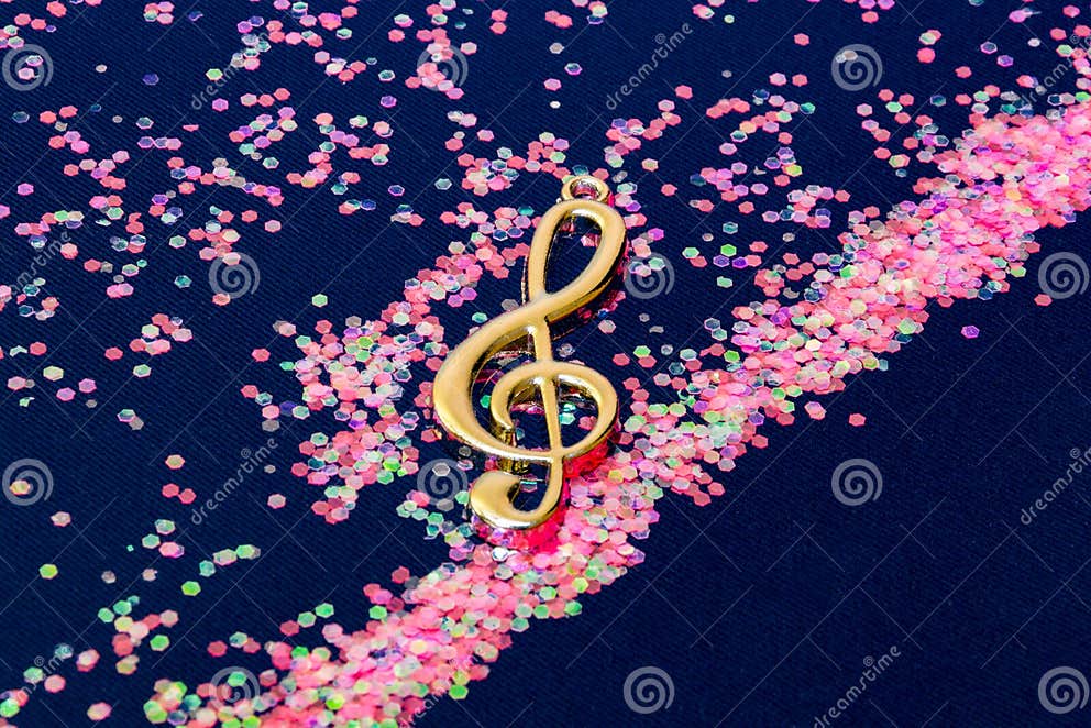 Abstract Shiny Musical Note on Blue Background. Stock Photo - Image of ...