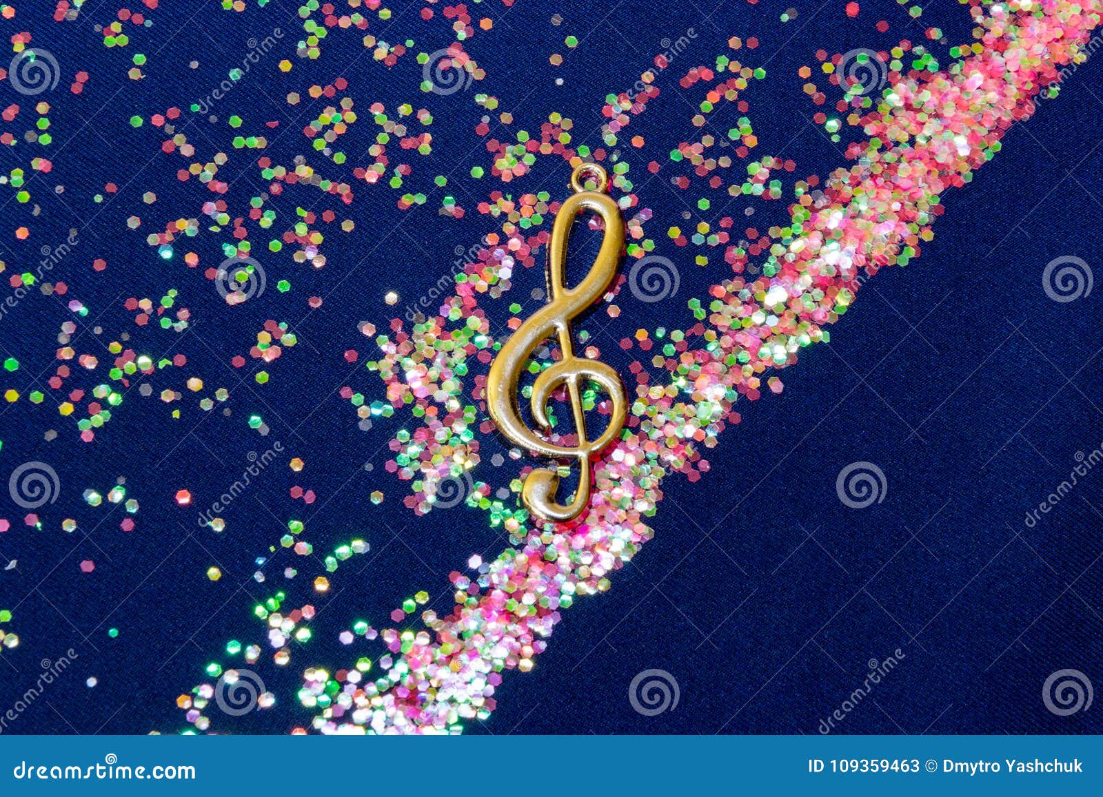 Abstract Shiny Musical Note on Blue Background. Stock Image - Image of ...