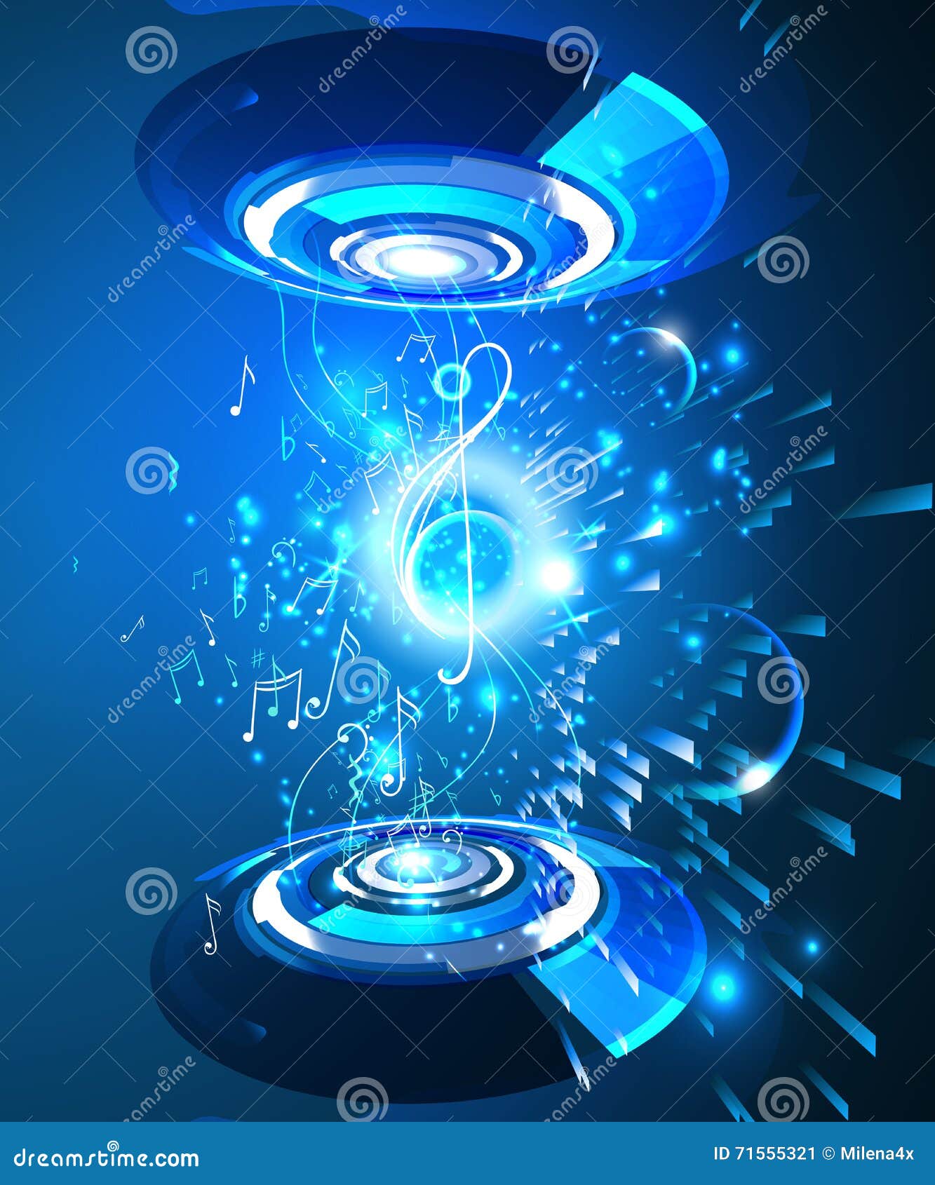 Shiny Musical Notes On Blue Background. Stock Photography ...
