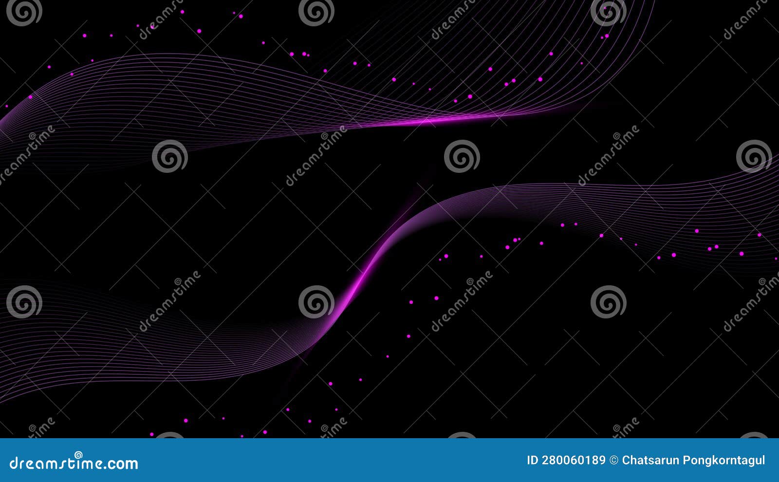 Abstract Shiny Purple Wave Lines Elements with Glowing Light on Black ...
