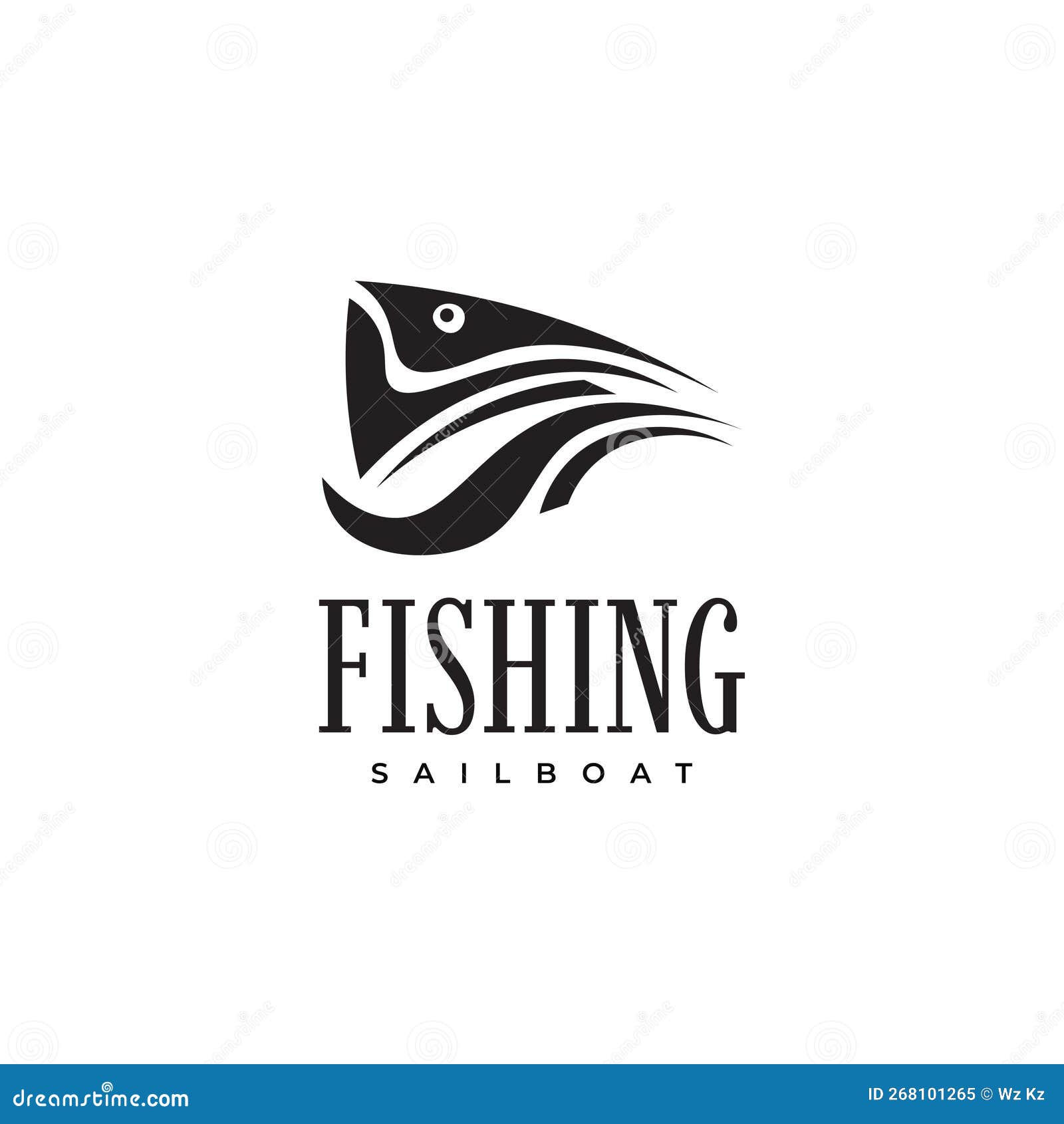 Abstract Ship Logo Design Shaped Fish Head Stock Vector - Illustration ...